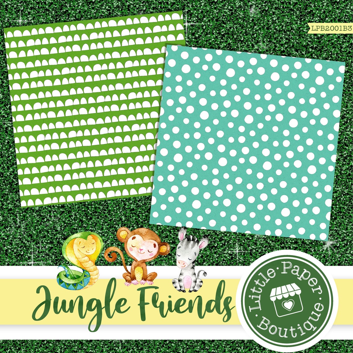 Jungle Digital Paper Pack On safari jungle animals printable | Etsy