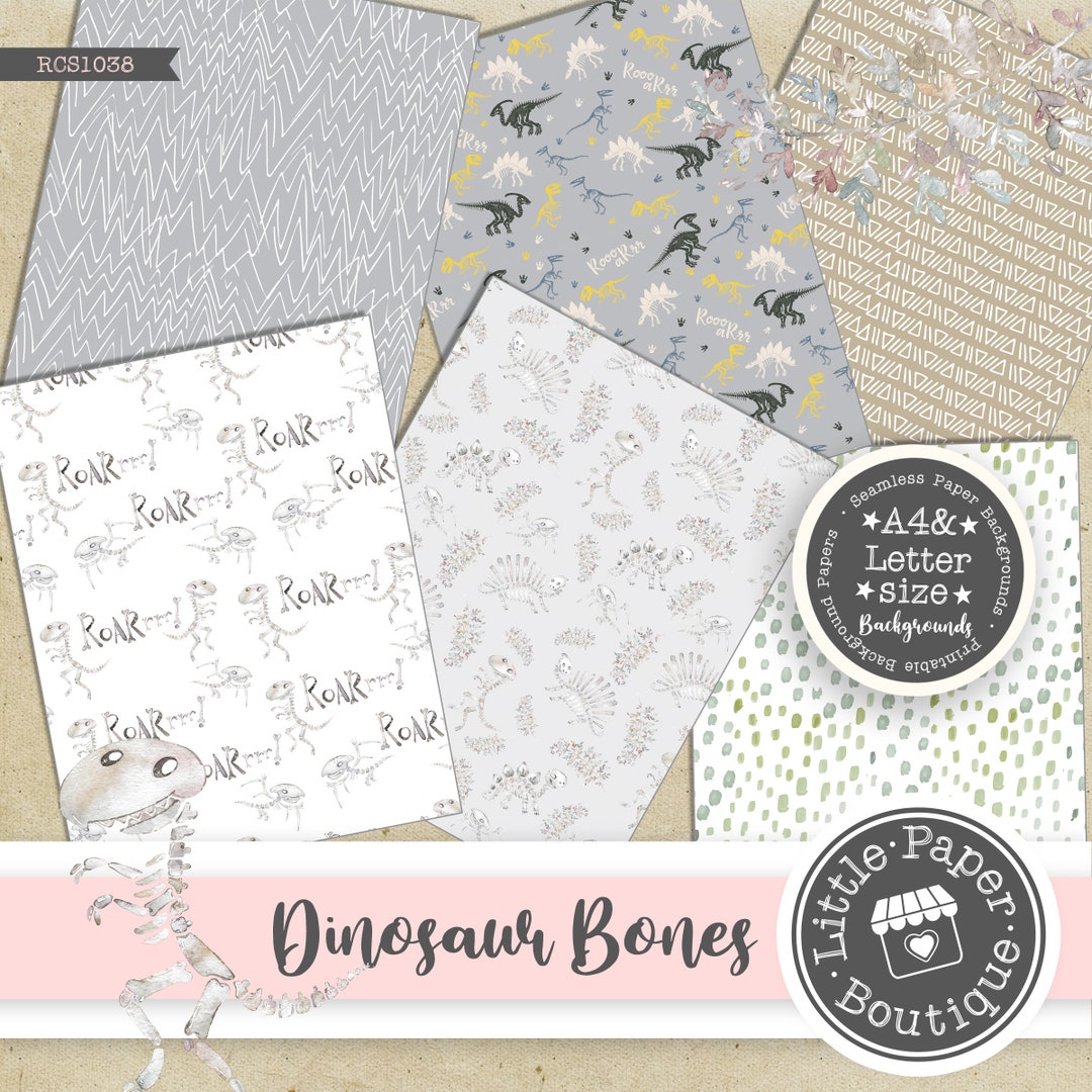 SEAMLESS A4 Letter Dinosaur Digital Paper, Jurassic Scrapbook Papers ...