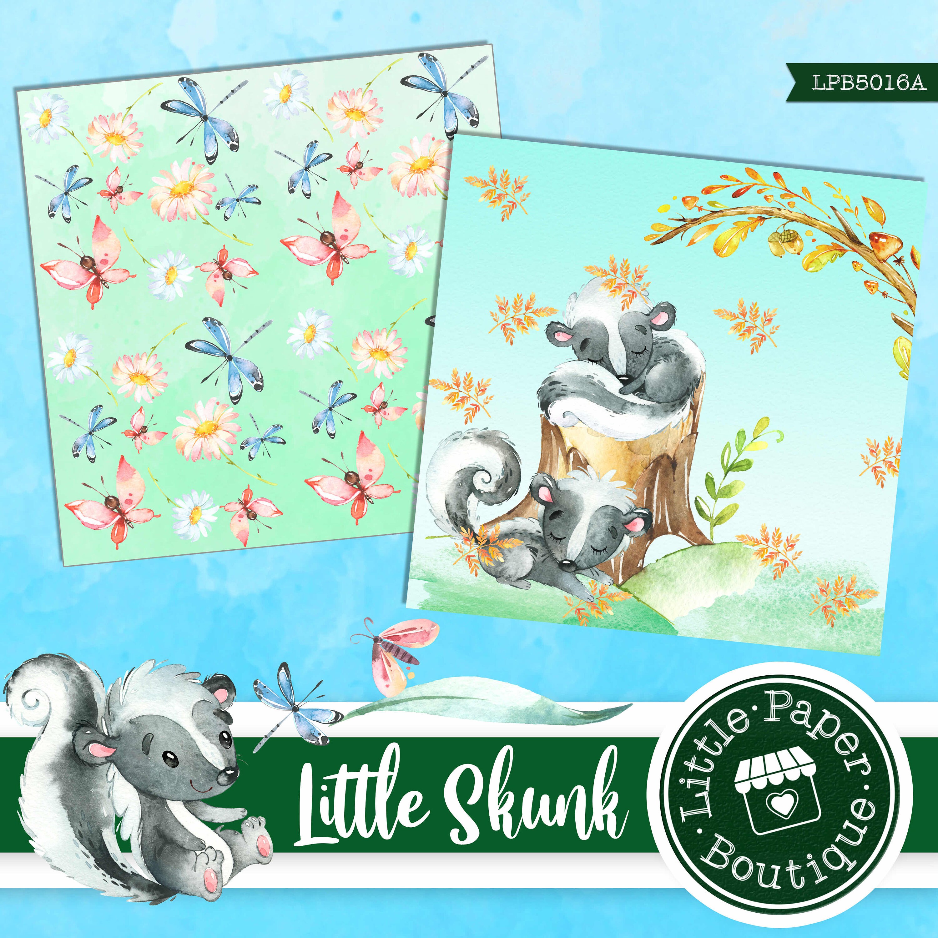 Skunks Forest Animals Woodlands Digital Printable Background - Etsy