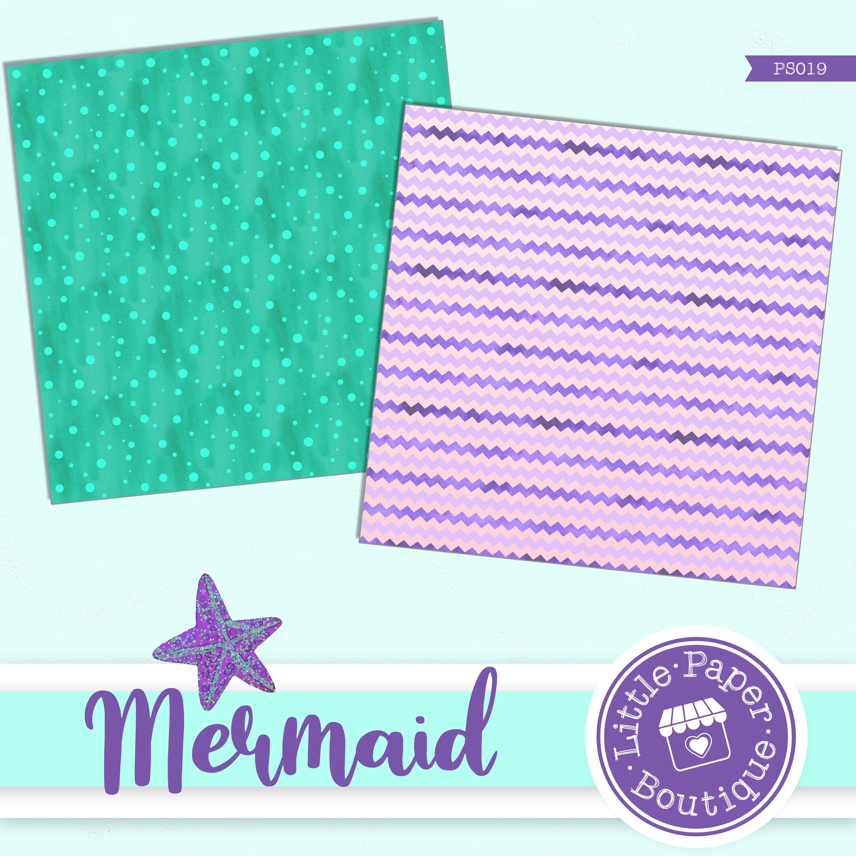 Mermaid Glitter Digital Papers Nautical Papers Ocean Papers - Etsy