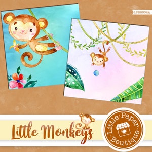 Monkey Digital Papers, Banana Paper, Animal for Birthday, Baby Shower ...