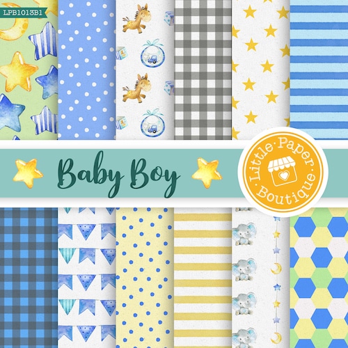 Baby Blue Digital Paper Blue Grey Baby Boy Digital Paper | Etsy