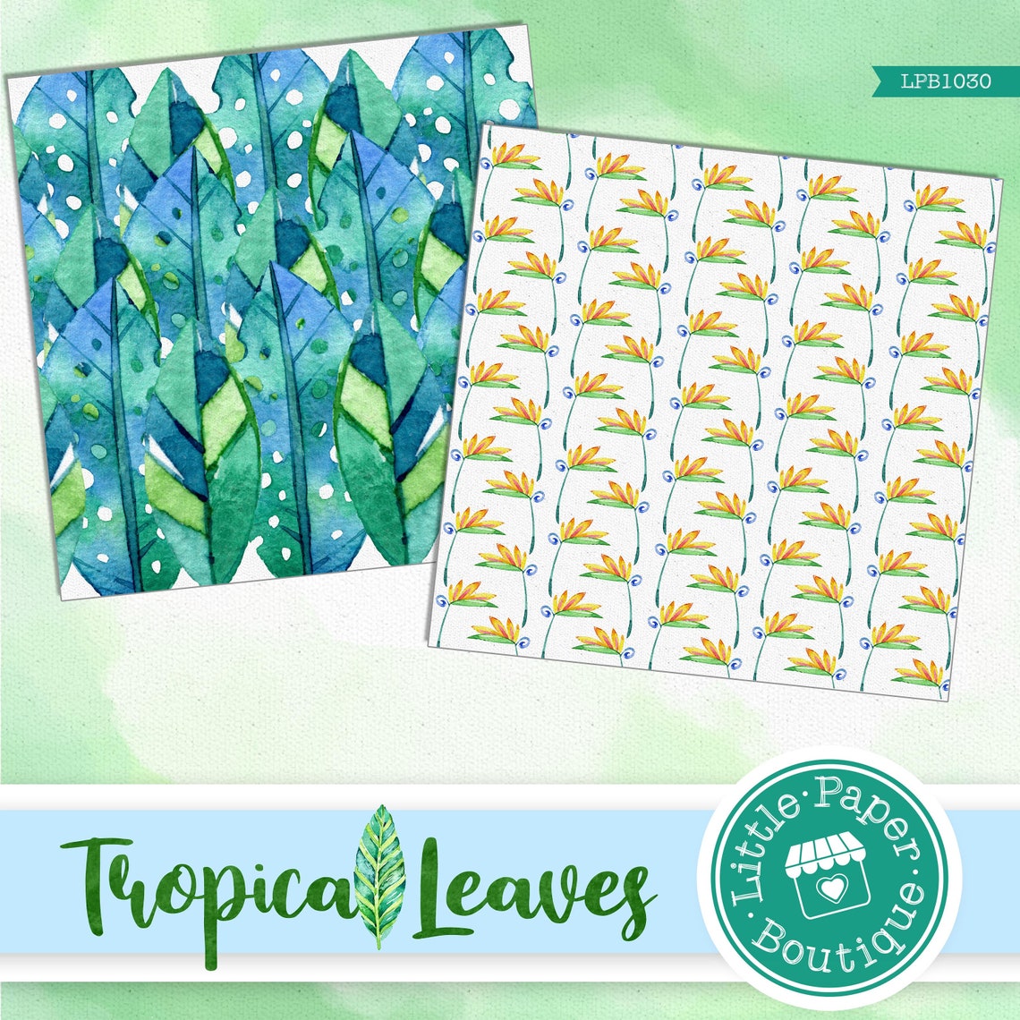 Tropical Leaves Digital Paper Tropical Paper Tropical - Etsy
