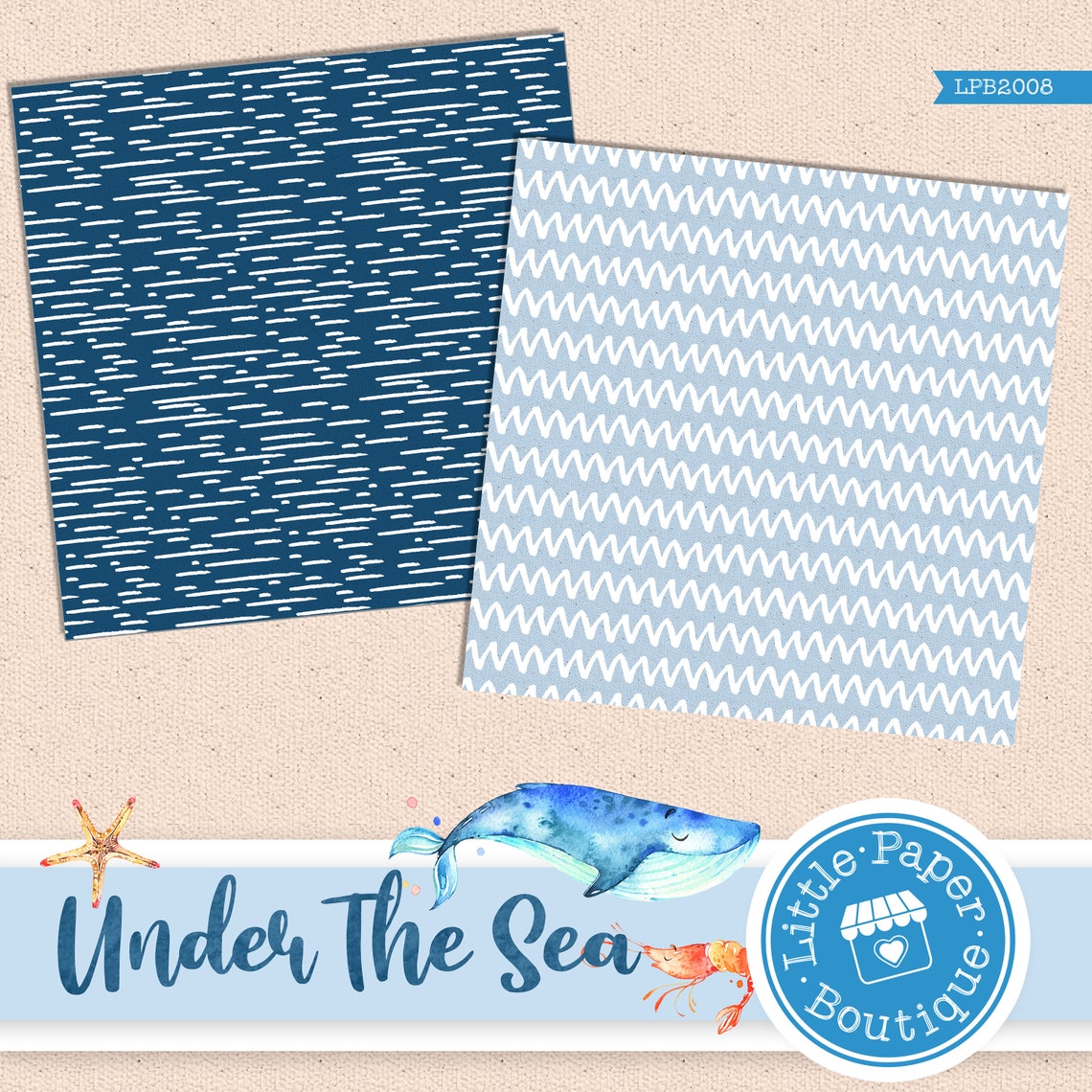 Ocean Friends Marine Life Sea Creatures Digital Paper Pack - Etsy