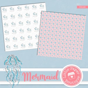 Golden Mermaid Digital Paper, Mermaid Patterns Pink and Turquoise ...