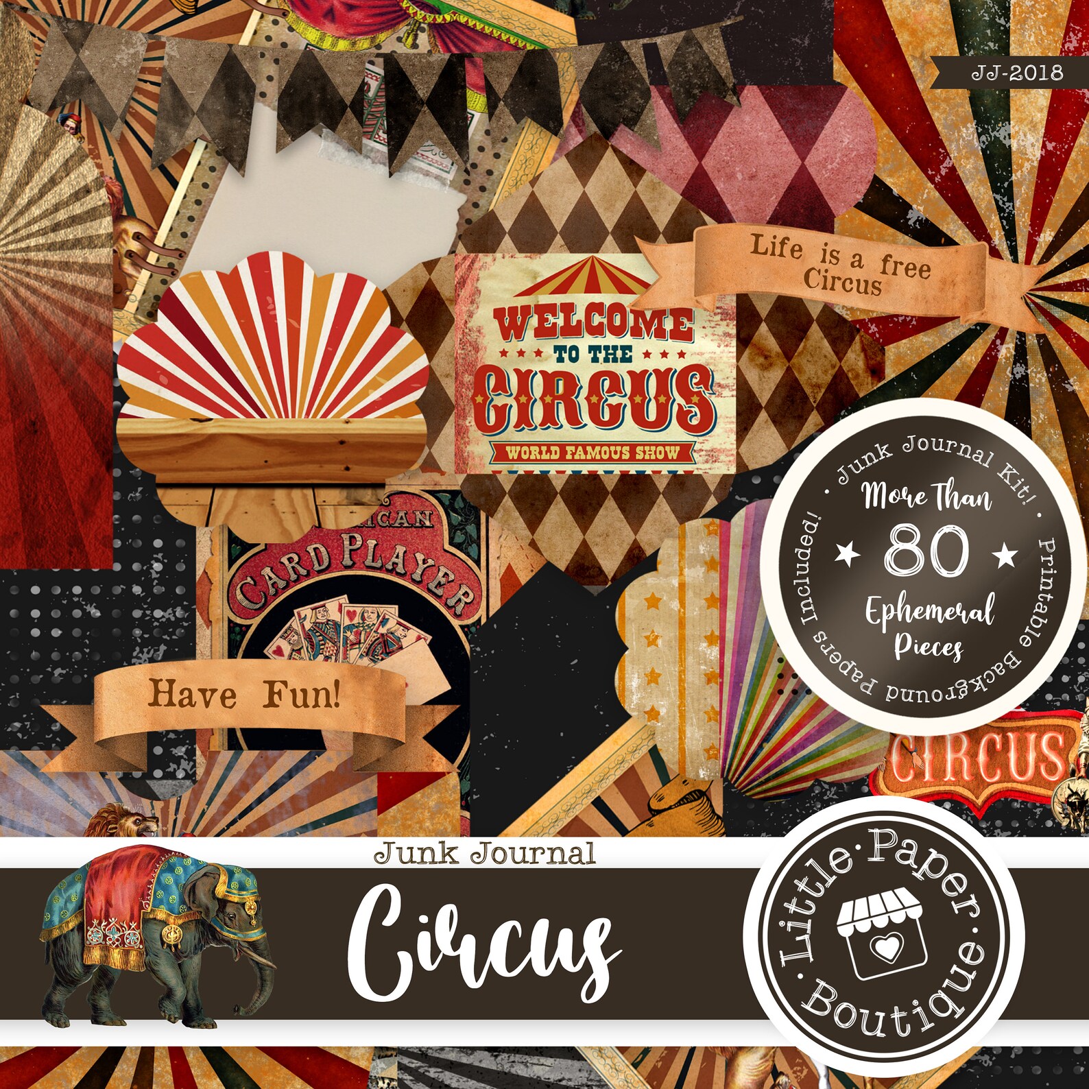 Vintage Circus Trapeze Digital Junk Journal Kit (FULL KIT) With ...
