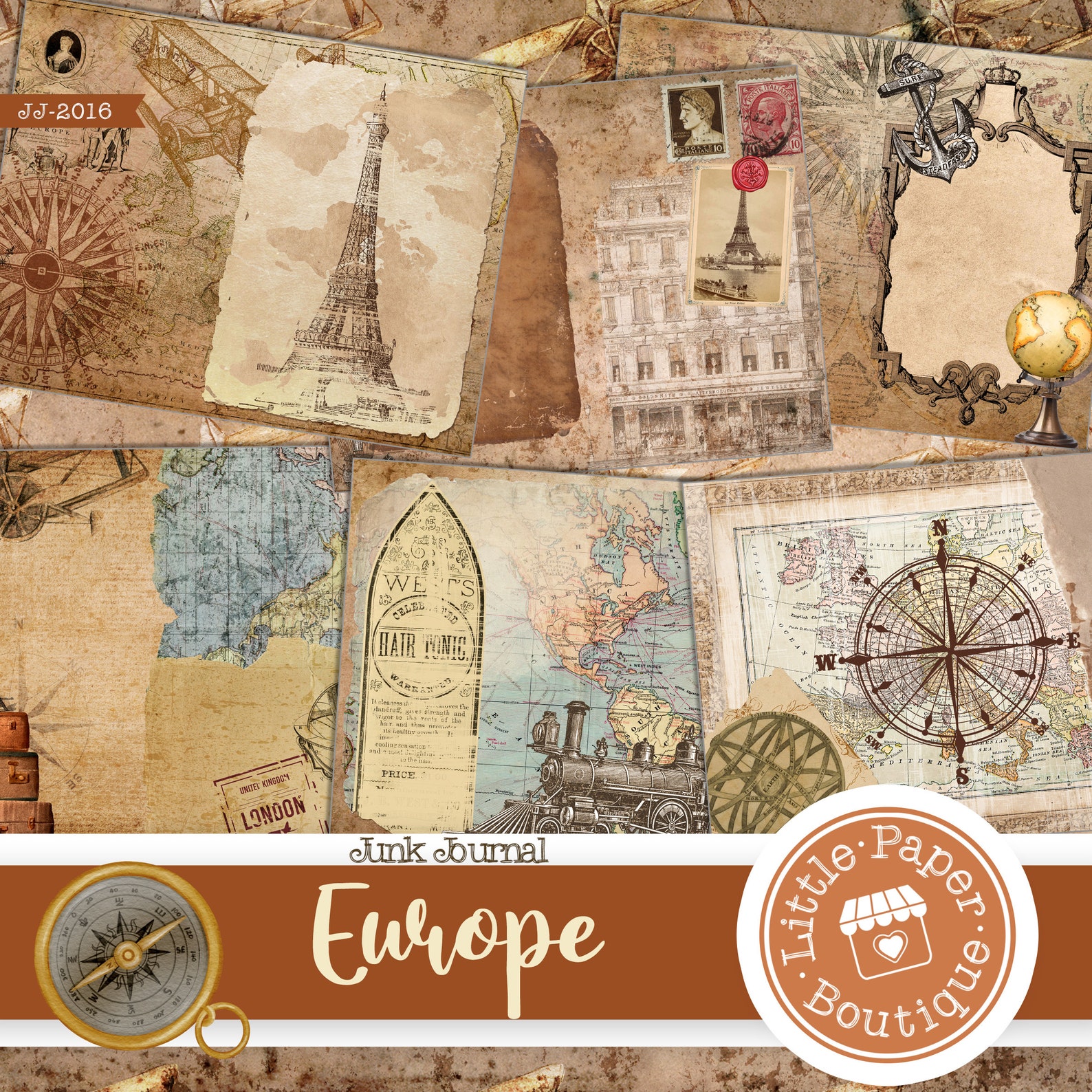 Vintage Europe France Digital Junk Journal Kit FULL KIT With - Etsy