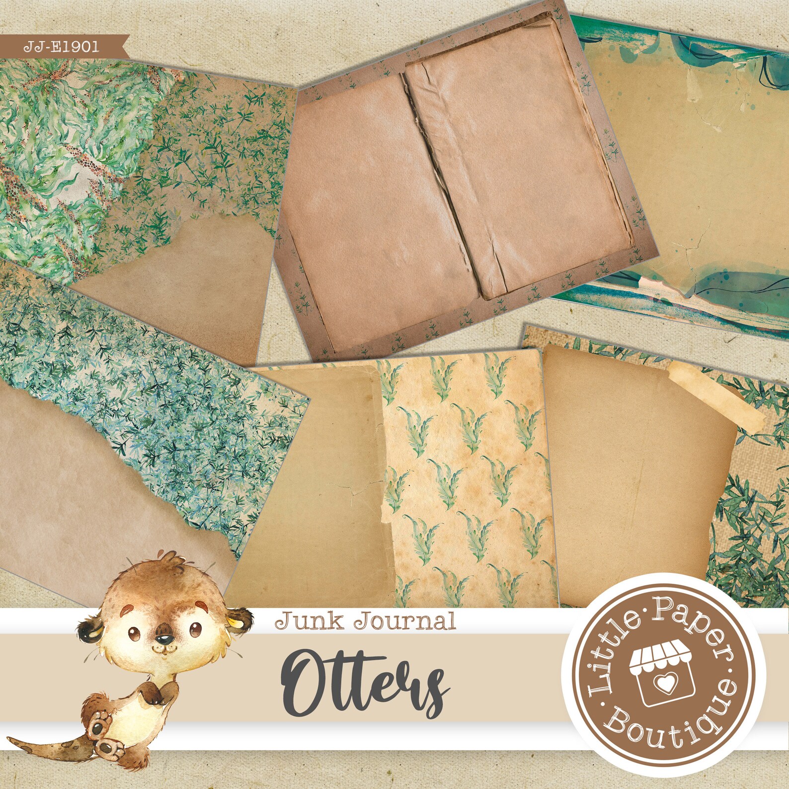 Sea Otters Family Digital Junk Journal Kit (FULL KIT) With Scrapbook ...