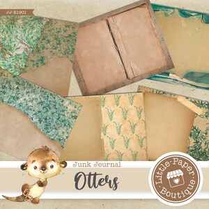 Sea Otters Family Digital Junk Journal Kit (FULL KIT) With Scrapbook Printable Papers, Tickets ...