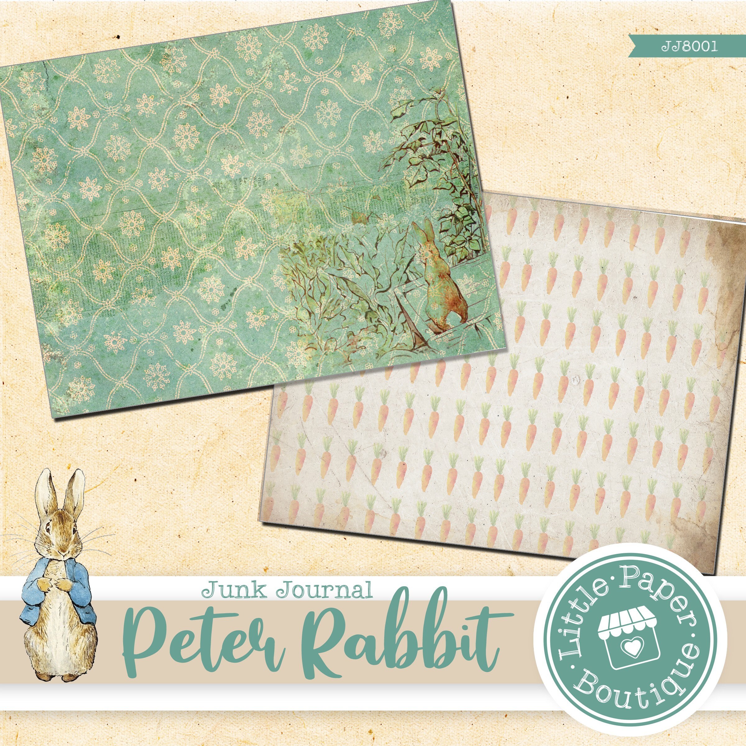 Peter Rabbit by Beatrix Potter Digital Junk Journal Background Papers ...