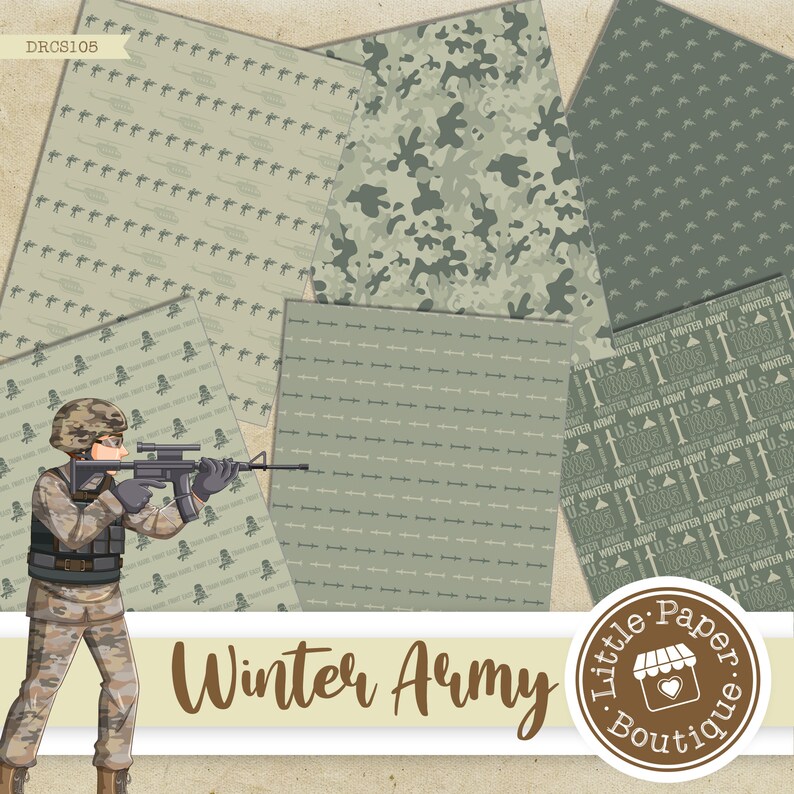 US Army Digital Paper,winter Army Theme Scrapbook, Military Scrapbook ...