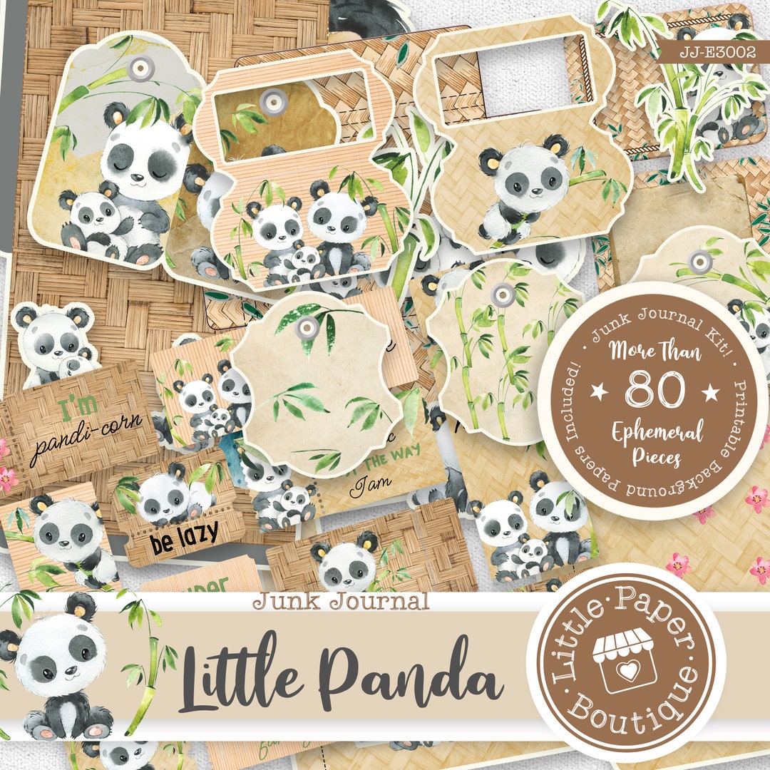 Cute Panda Family Junk Journal Kit (FULL KIT) Panda Bamboo Forest ...