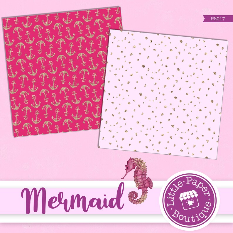 Mermaid Digital Paper Summer Digital Paper Sealife Digital - Etsy