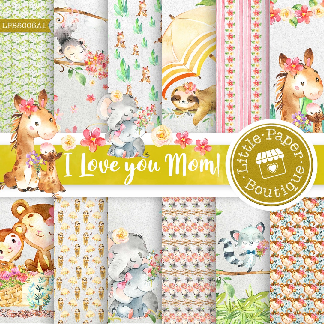 Mother's Day Digital Paper, Mother's Day Floral Digital Papers, Mother ...