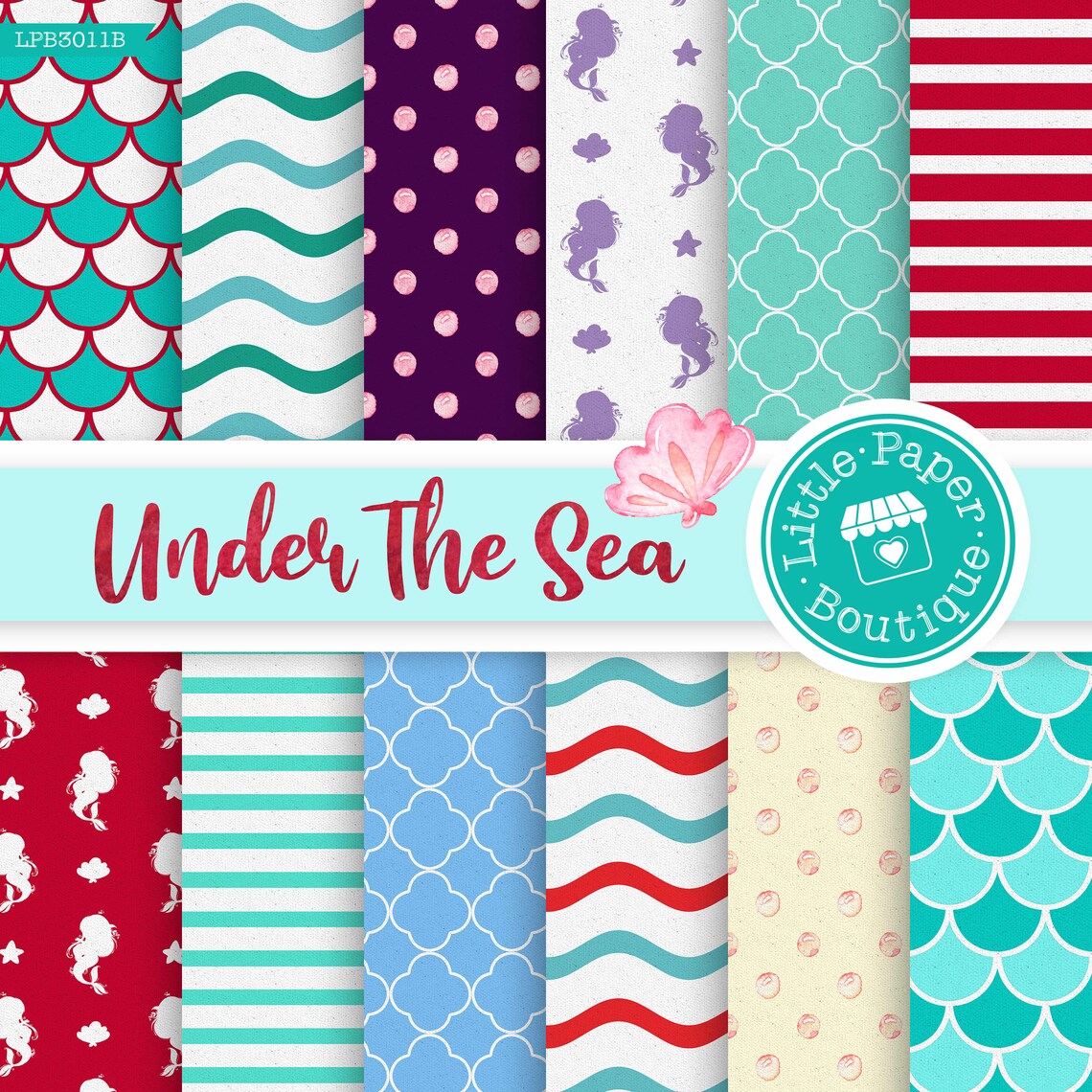 Little Mermaid Ariel 12x12 Digital Paper Packthe Little - Etsy