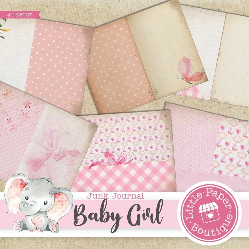 Baby Elephant Girl Digital Junk Journal Kit FULL KIT With - Etsy