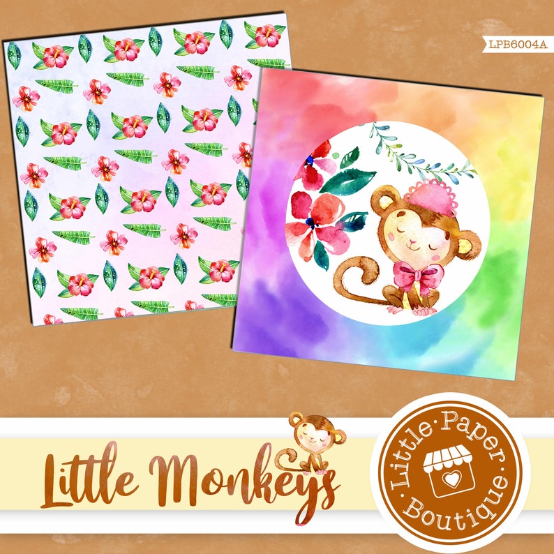 Monkey Digital Papers Banana Paper Animal for Birthday Baby | Etsy