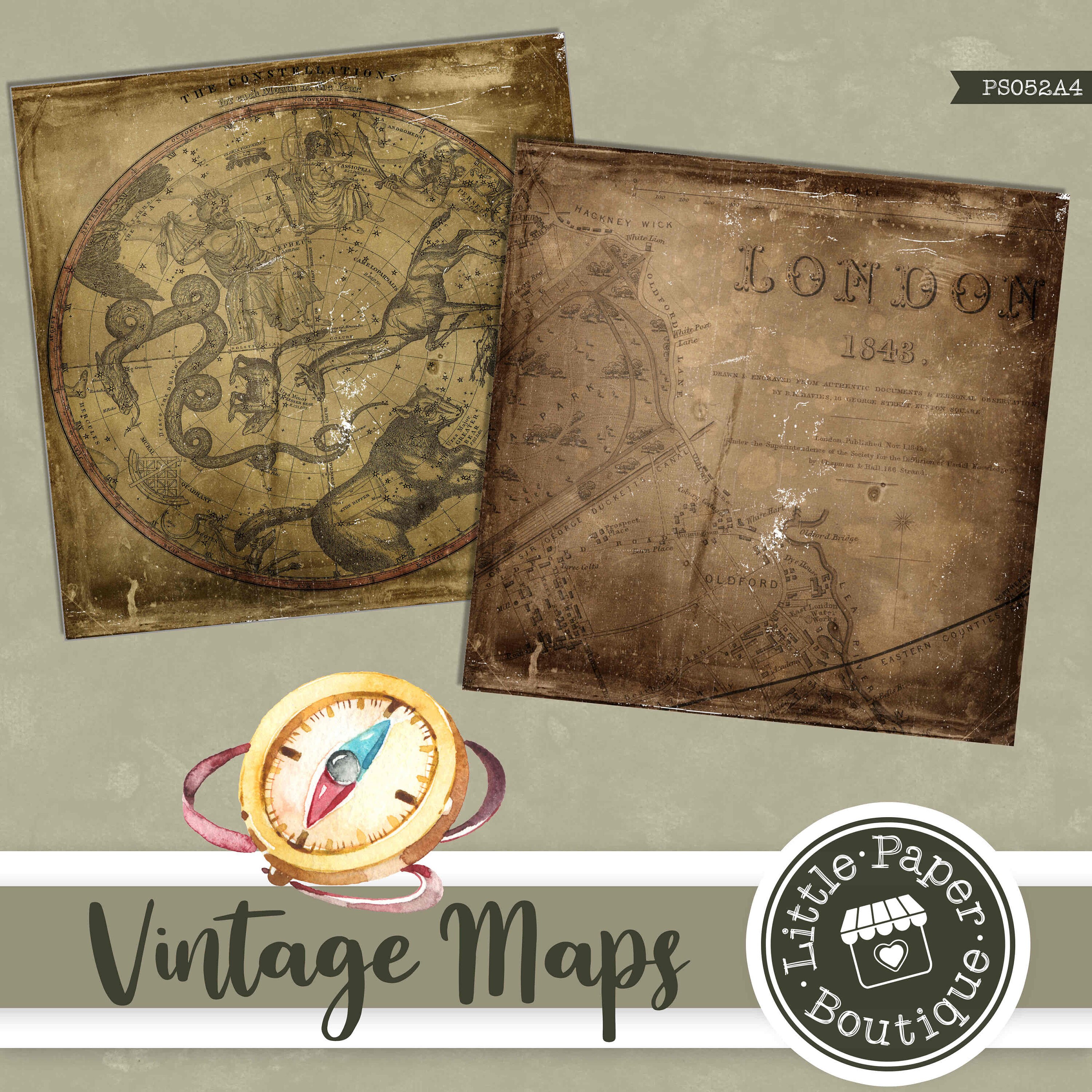 Digital Antique Map Printable Antique Old Map Double - Etsy