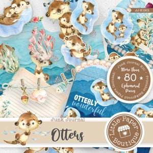 Sea Otters Family Digital Junk Journal Kit (FULL KIT) With Scrapbook Printable Papers, Tickets ...
