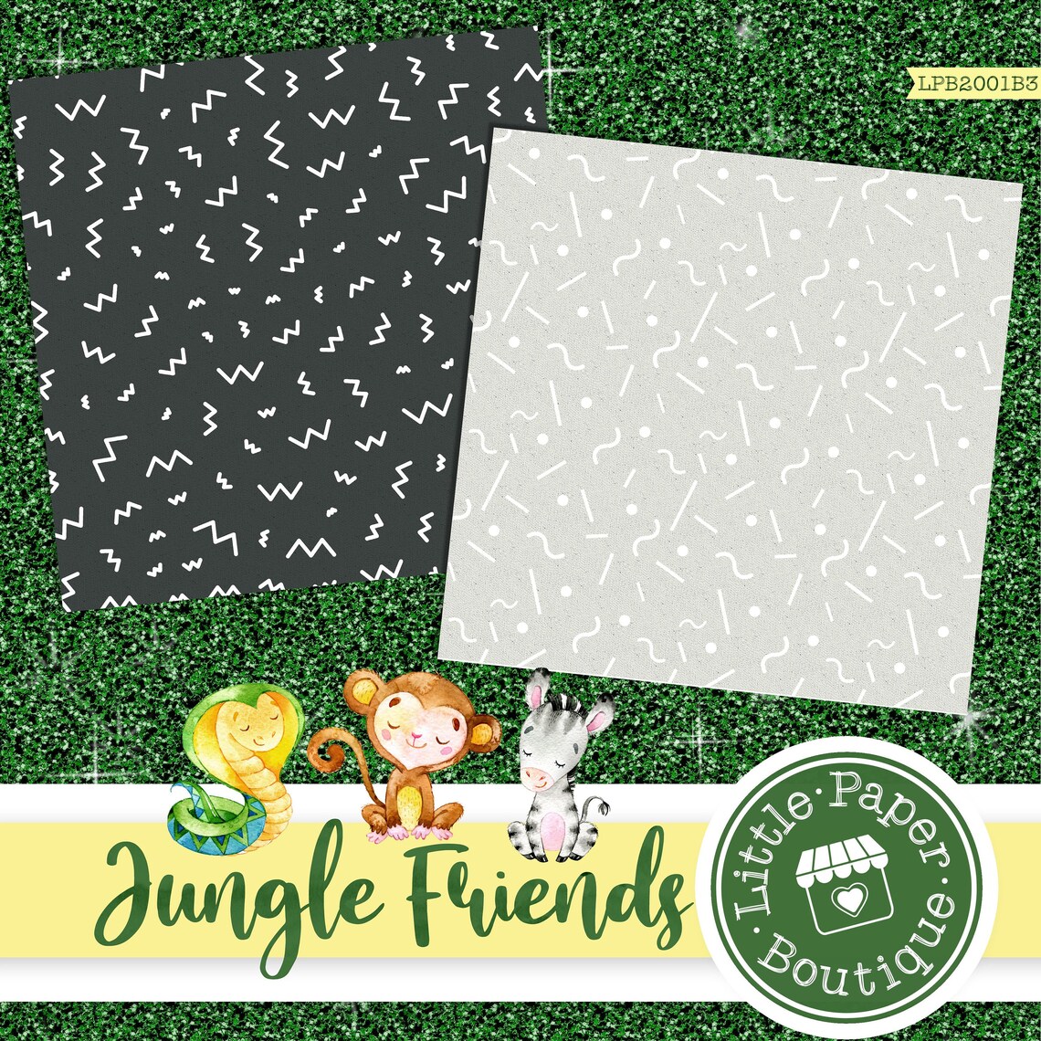 Jungle Digital Paper Pack On safari jungle animals printable | Etsy