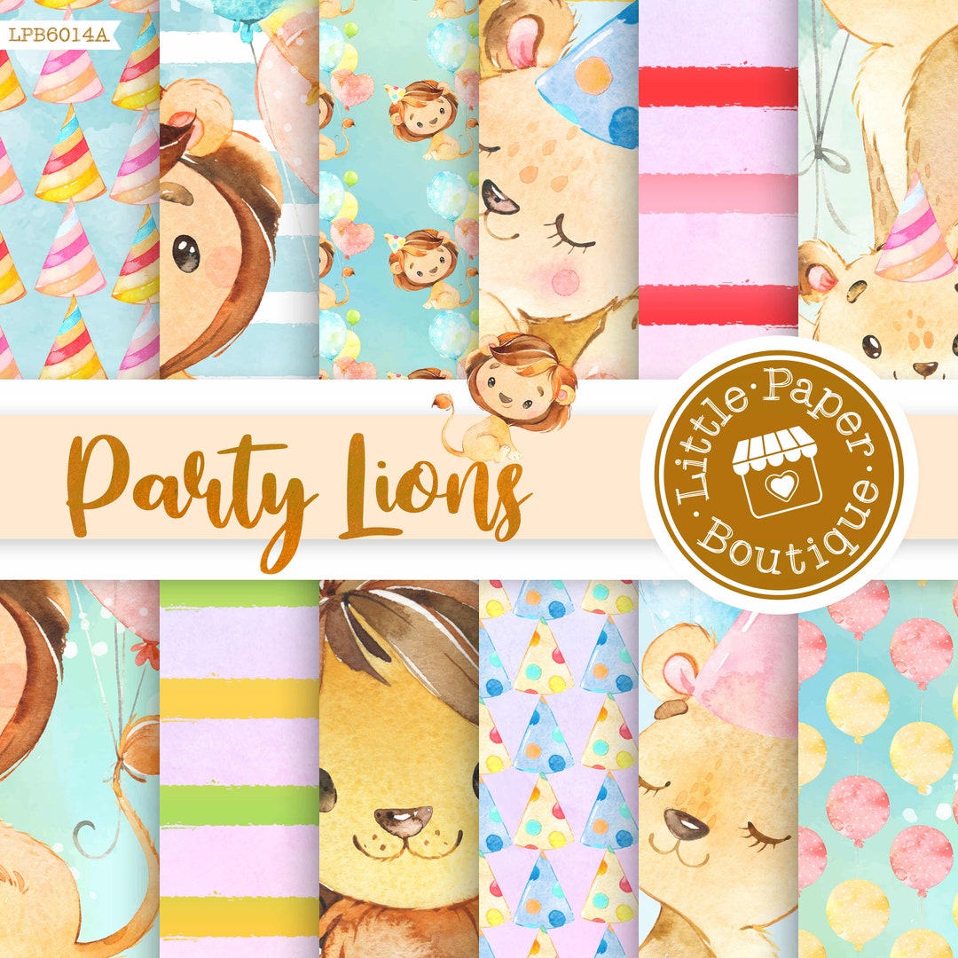Lion Digital Paper Baby Lions Scrapbooking Pastel Baby Shower Party ...