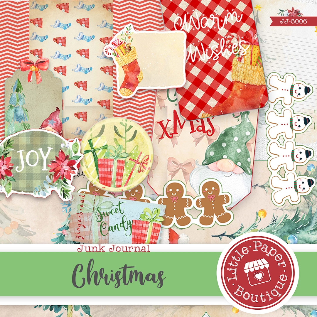 Merry Christmas Santa Greetings Digital Junk Journal Kit (FULL KIT ...