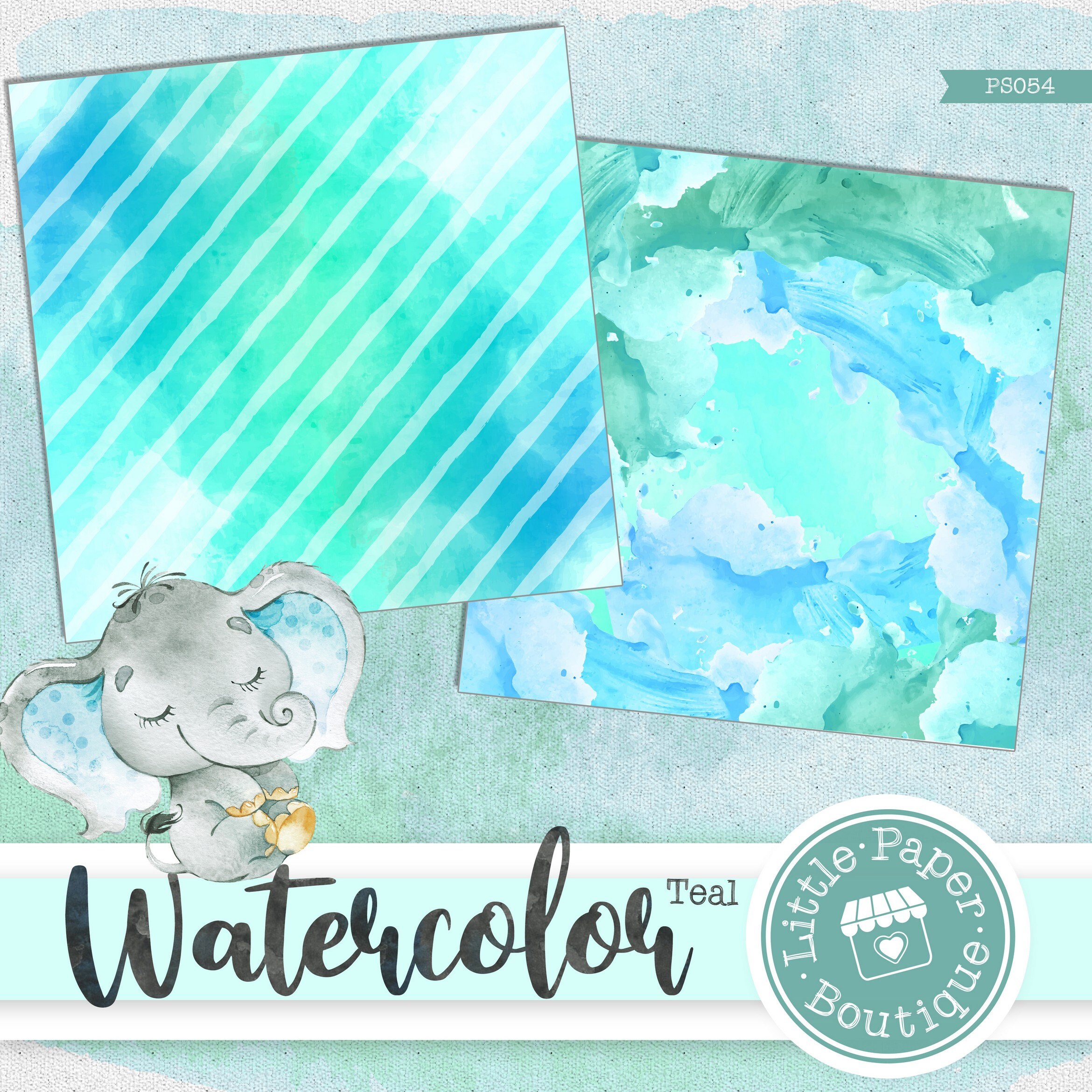 Teal Digital Scrapbook Paper Set Aqua Ocean Sea Water with | Etsy