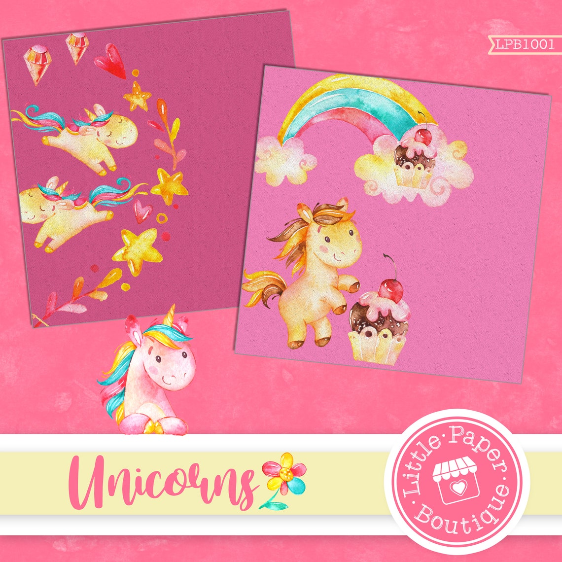 Unicorn Digital Paper Whimsical Digital Paper Unicorn - Etsy