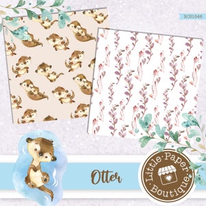 SEAMLESS Otter Scrapbook Papers,watercolor Otters,cute Otters and Sea ...