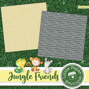Jungle Digital Paper Pack on Safari, Jungle Animals, Printable Digital ...