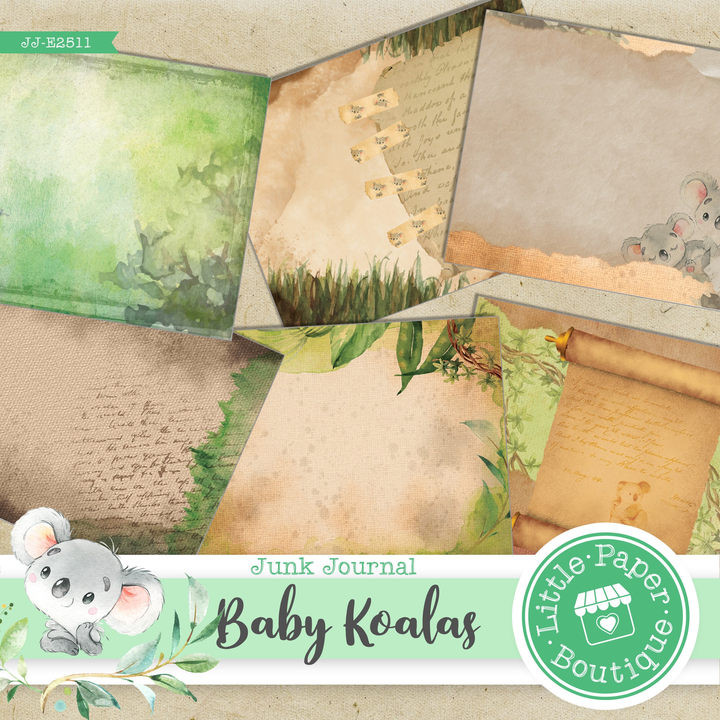 Koala Bear Family Digital Junk Journal Kit FULL KIT With - Etsy