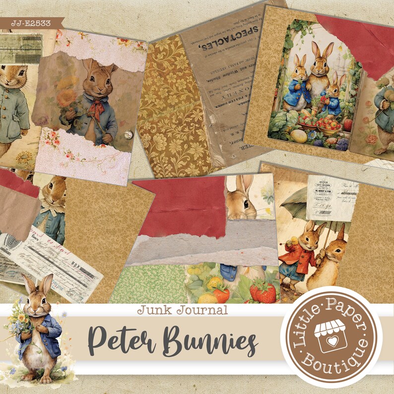 Peter Rabbit by Beatrix Potter Digital Junk Journal Kit (FULL KIT) With ...