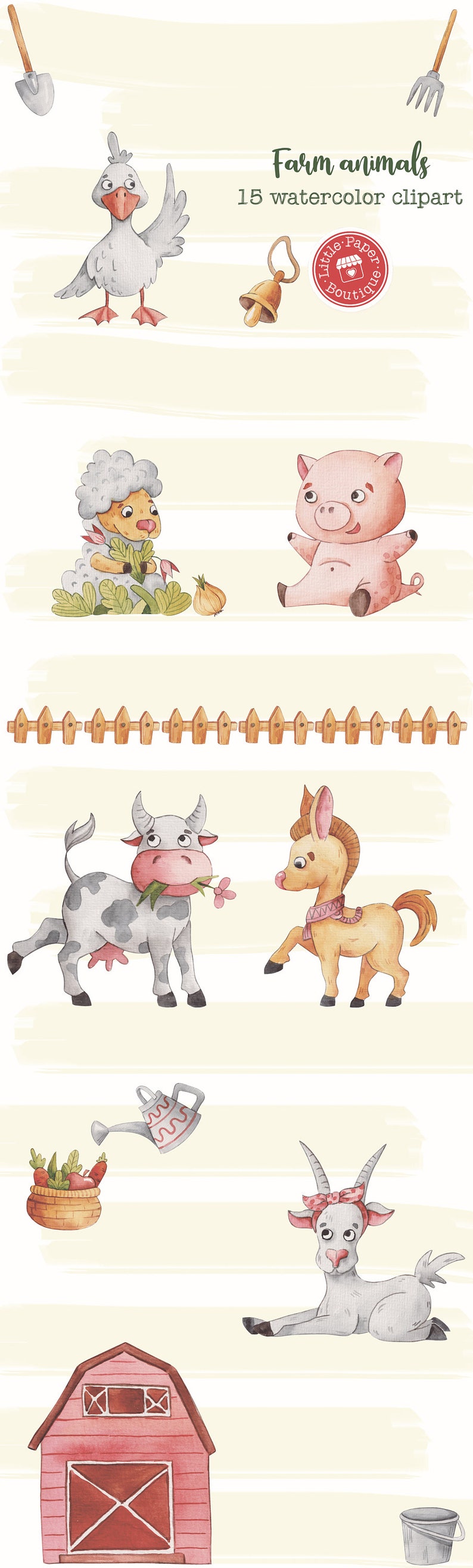 Farm Animals Clipart Instant Download PNG File Farm Animals - Etsy