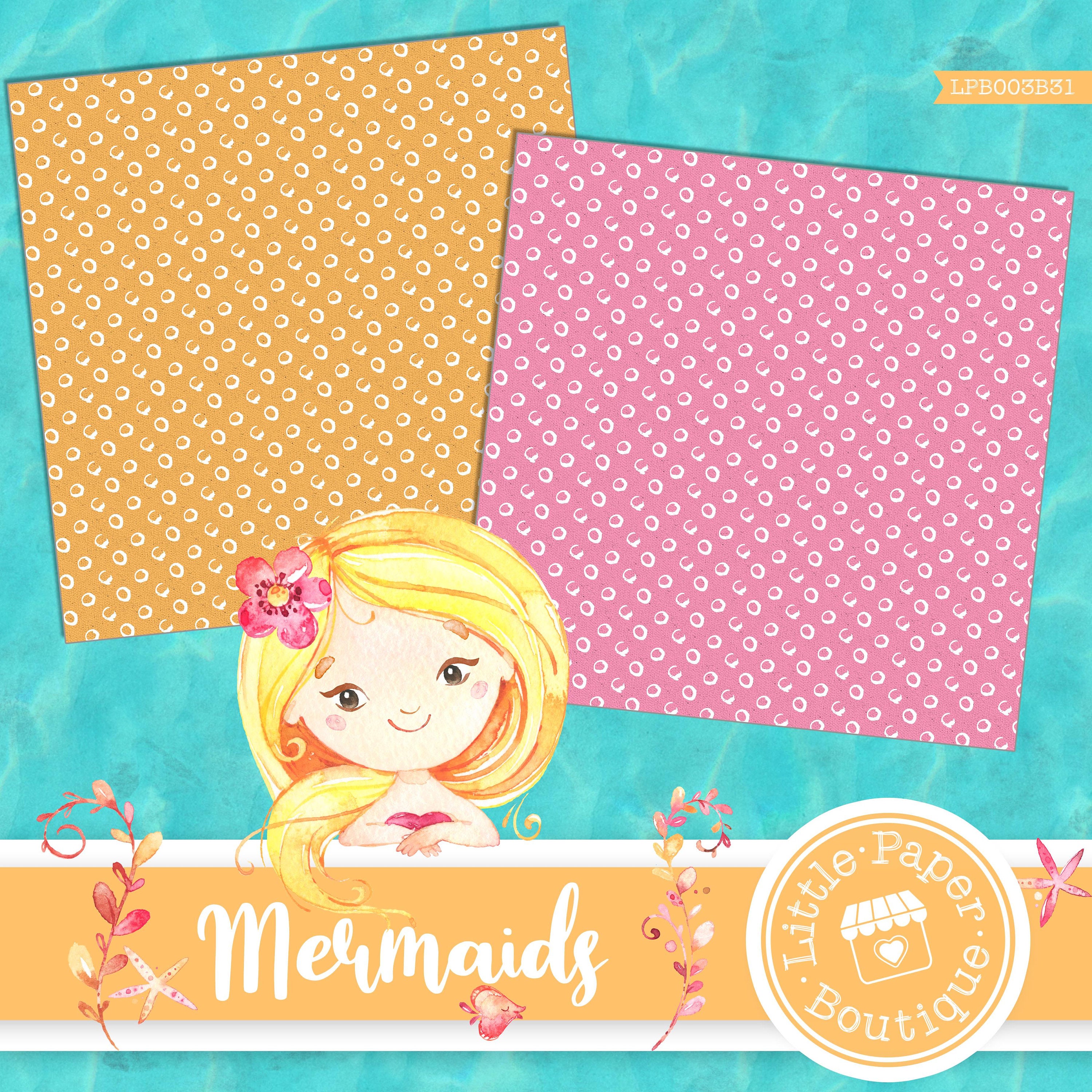 The Little Mermaid Digital Paper Princess Ariel Scrapbook - Etsy