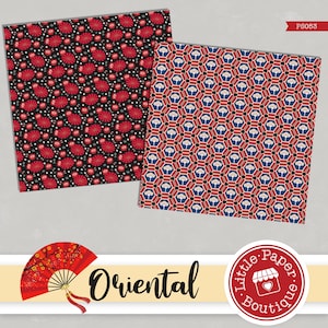Vintage Chinese Dragon Art Digital Paper Pack. Red & Gold Chinese Paper ...