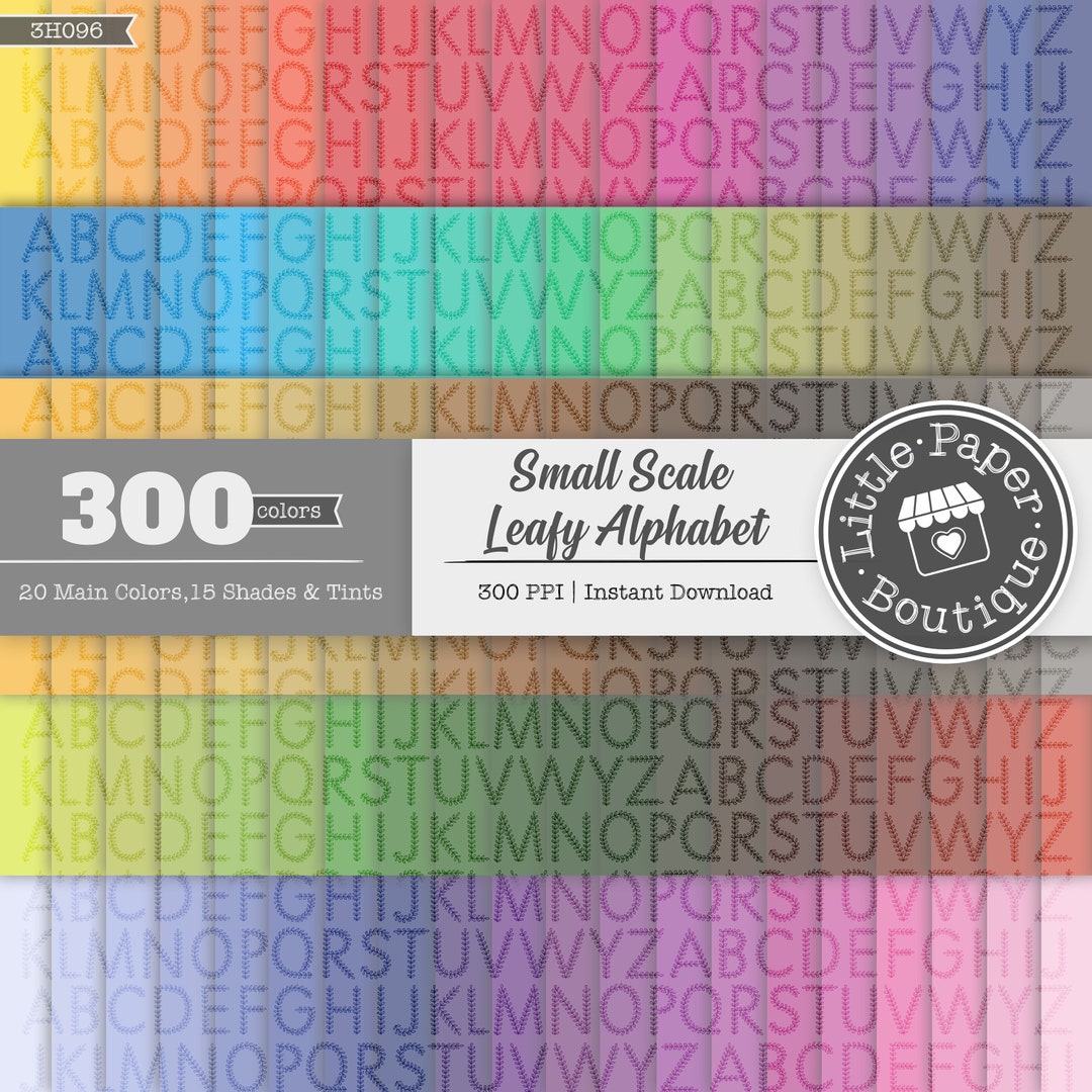 Alphabet Pattern Letters ABC Digital Paper Set Rainbow Colours & White ...