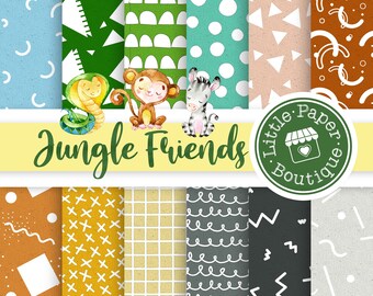 Safari Digital Paper Pack Jungle Animals Seamless Pattern - Etsy