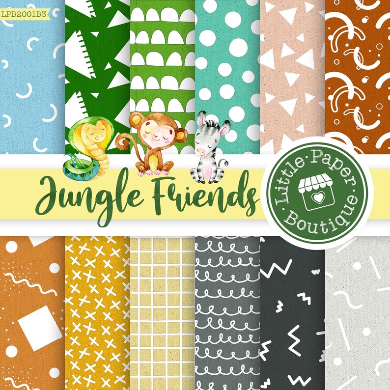 Jungle Digital Paper Pack on Safari Jungle Animals Printable - Etsy
