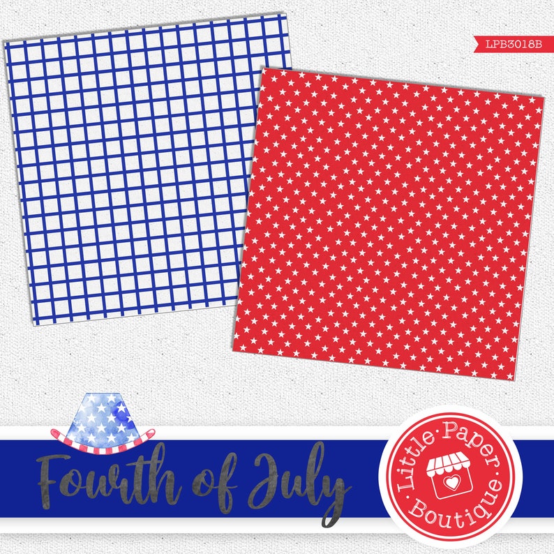 Red White and Blue Floral Digital Paper USA American - Etsy