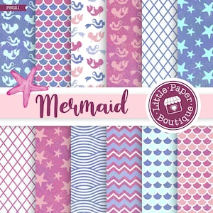 The Little Mermaid Digital Paper, Princess Ariel Scrapbook Papers ...