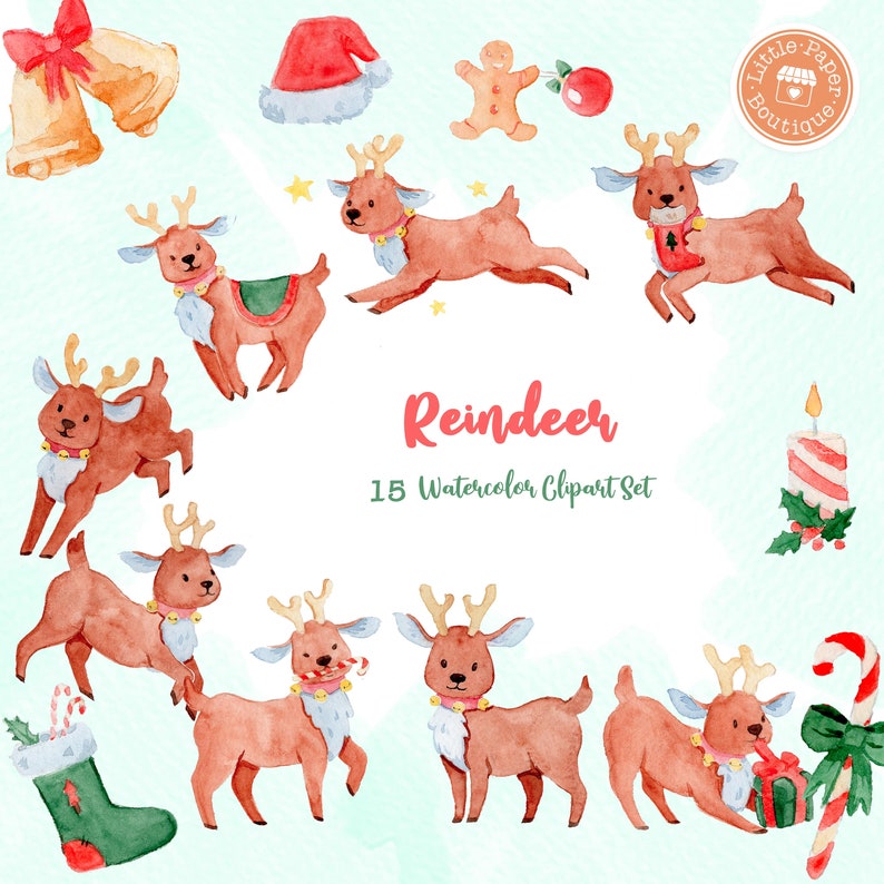 Christmas Clipart Reindeer Clipart Baby Reindeer | Etsy