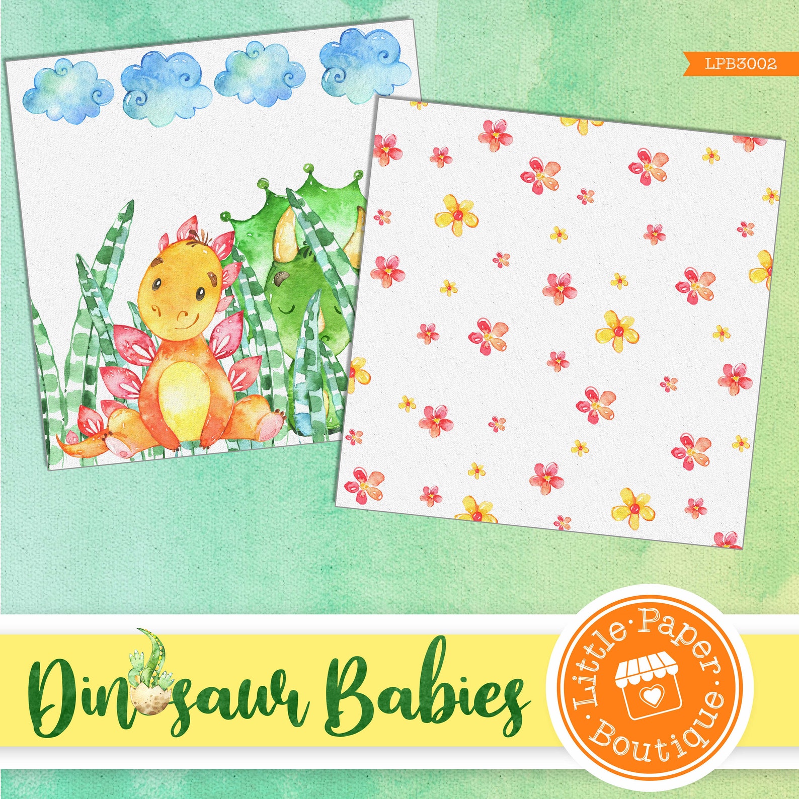 Dinosaur Digital Paper Jurassic Scrapbook Papers Dinosaurs | Etsy