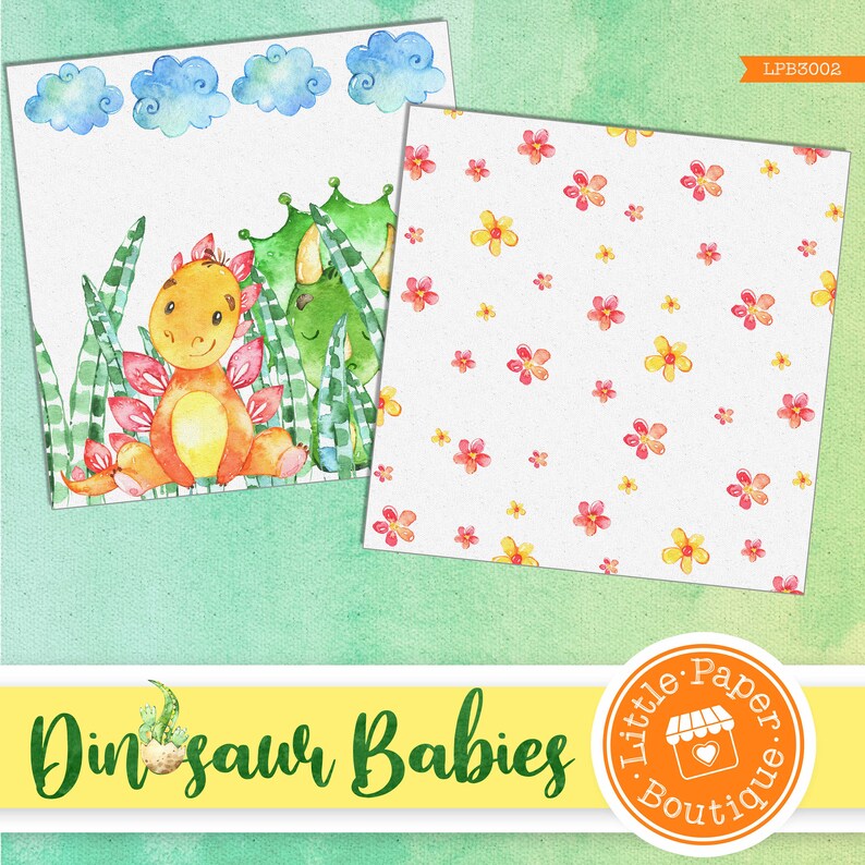 Dinosaur Digital Paper Jurassic Scrapbook Papers Dinosaurs | Etsy