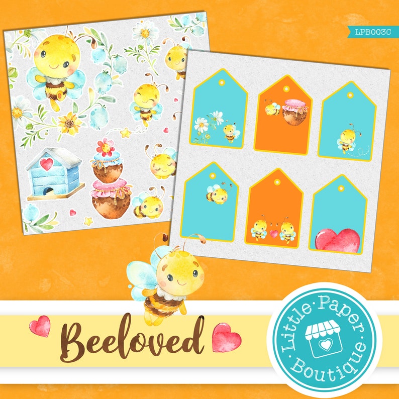 Bumble Bee Digital Papers Bumble Bee Digital Tag Valentine - Etsy