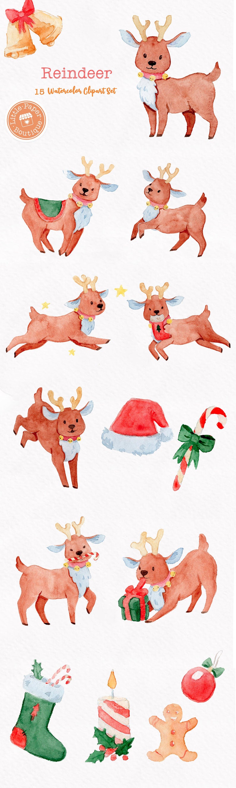 Christmas Clipart Reindeer Clipart Baby Reindeer | Etsy