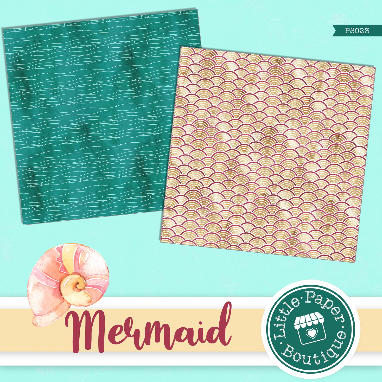 Mermaid Glitter Digital Papers Nautical Papers Ocean Papers | Etsy