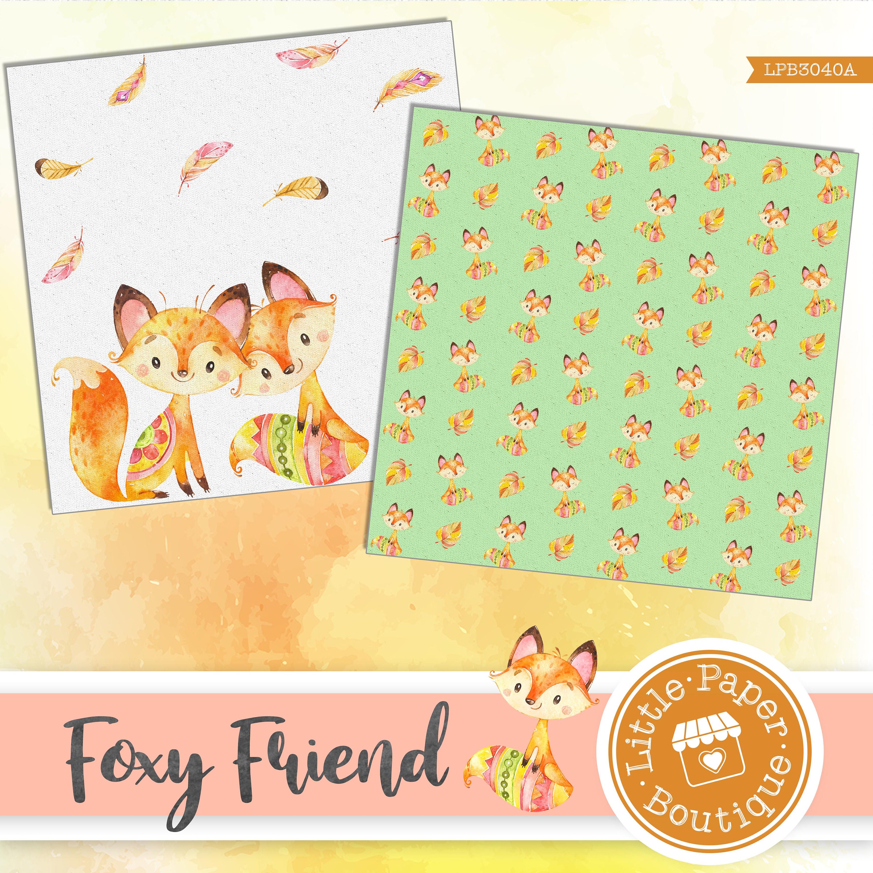 Fox Print Scrapbook Paper Fox Paper Fox Pattern Arctic | Etsy