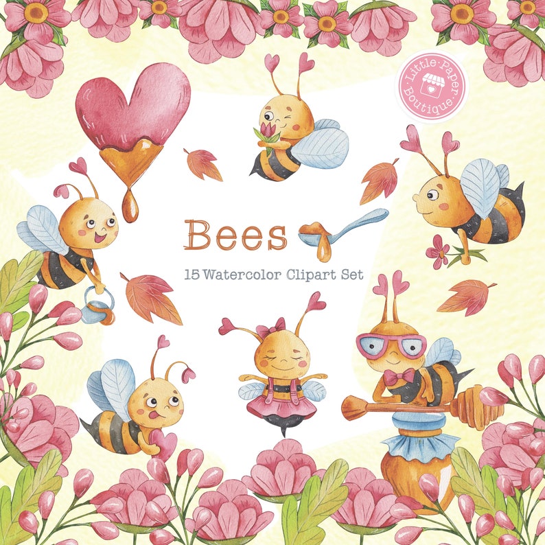 Bumble Bee Clipart Bees Florals Insects Honey Hive Bee - Etsy