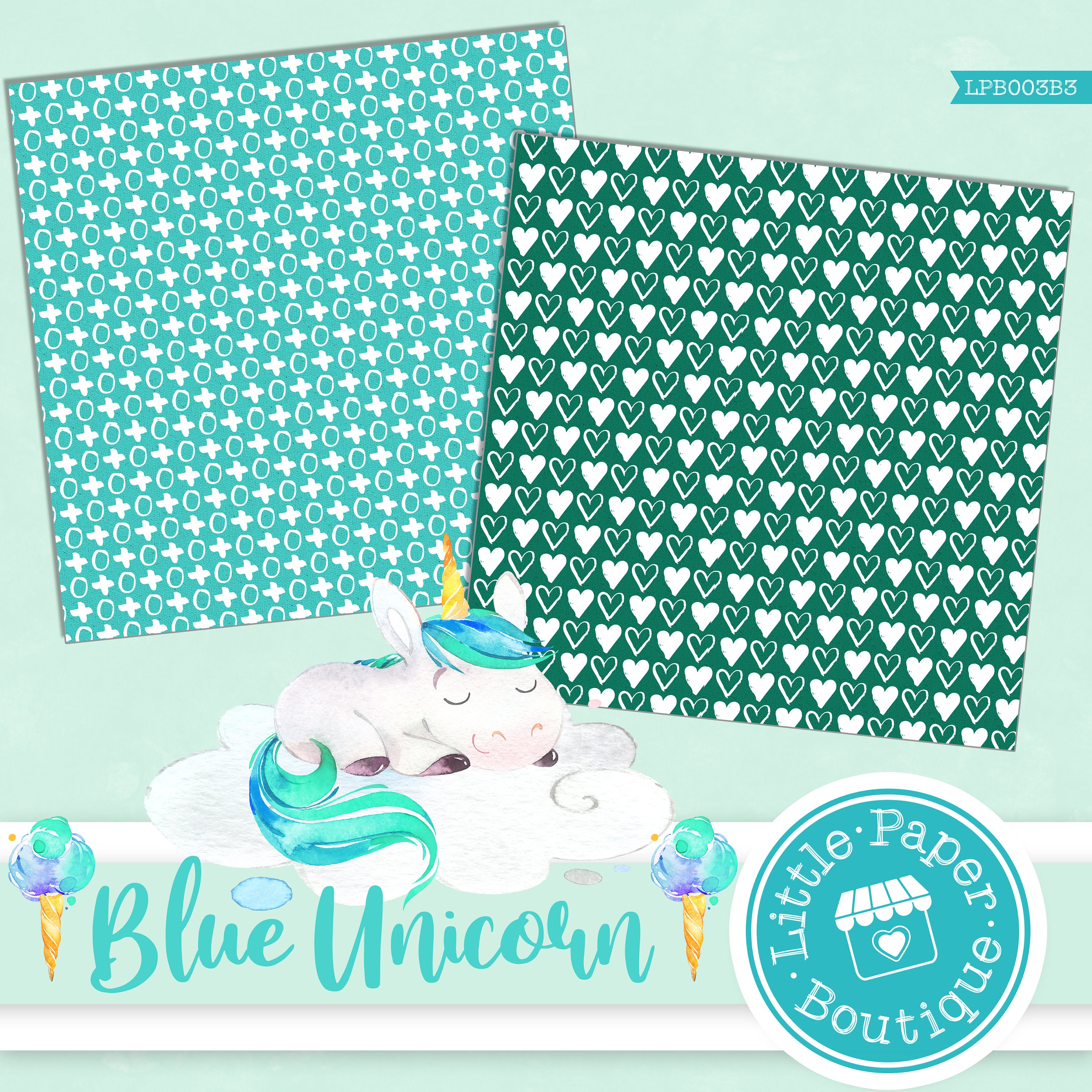 Unicorn Digital Paperscrapbook Paper Whimsical Digital - Etsy