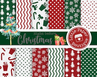 SALE Christmas Digital Paper Red and Green Christmas Digital Paper ...